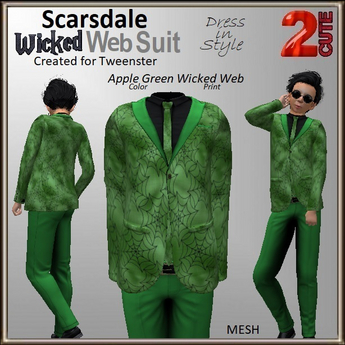 Second Life Marketplace - Scarsdale Wicked Webs Suit [2cute] Apple Green